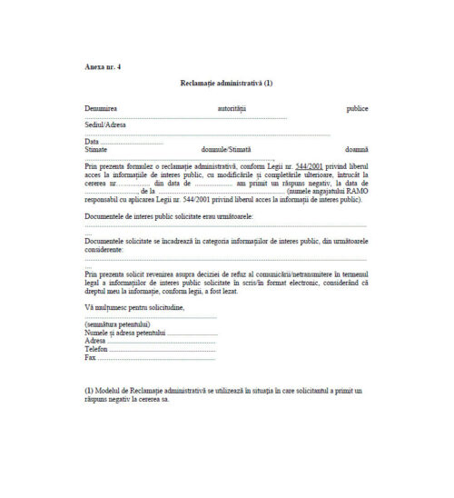 Modele de cereri / formulare tipizate - Monitorul Oficial al României