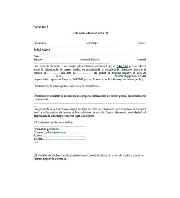 Modele de cereri / formulare tipizate - Monitorul Oficial al României