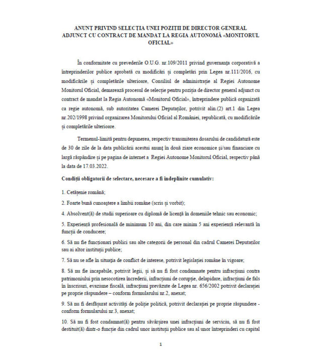 Conducere - Monitorul Oficial al României